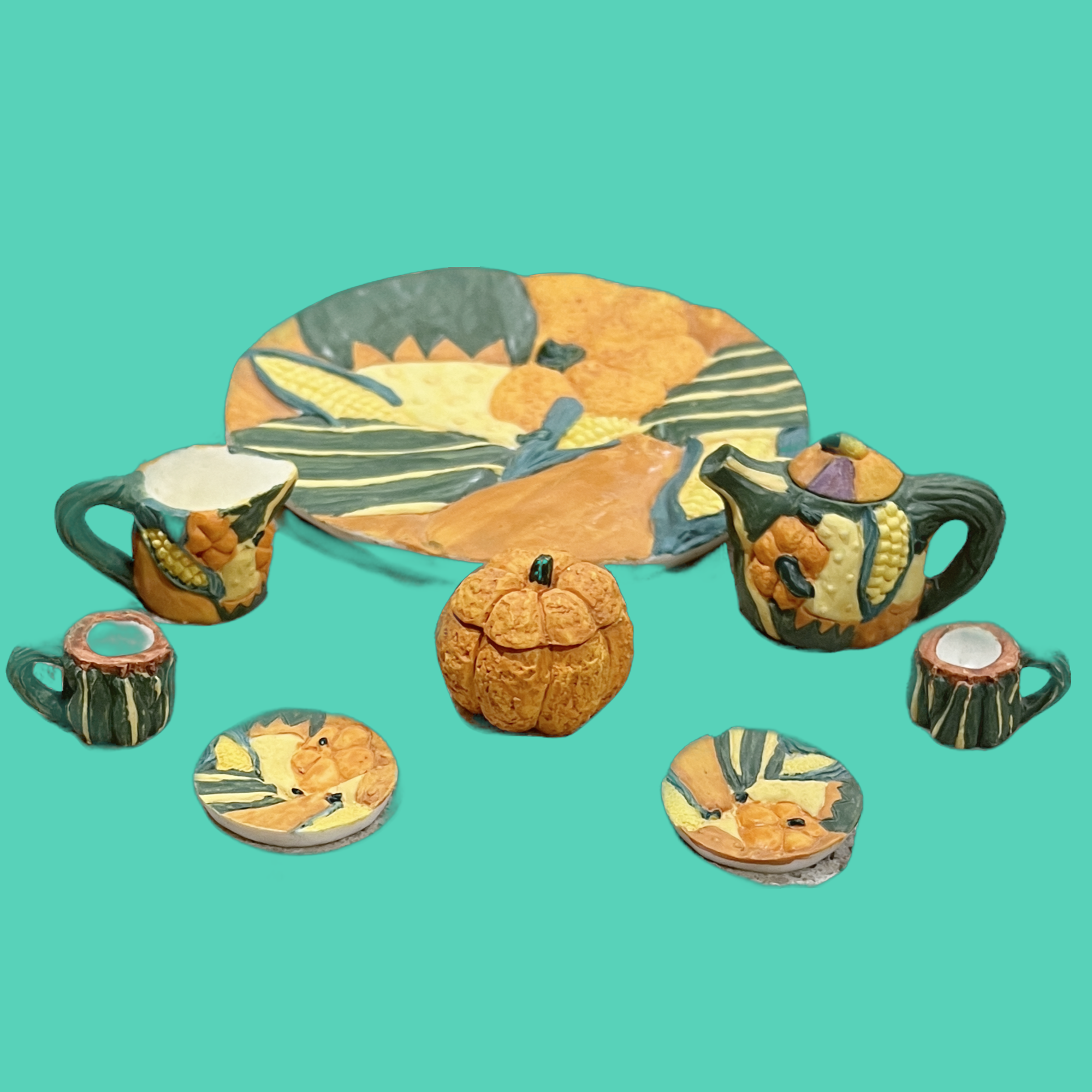 Miniature Harvest Tea Set | Greene Acres Christmas Tree Farm