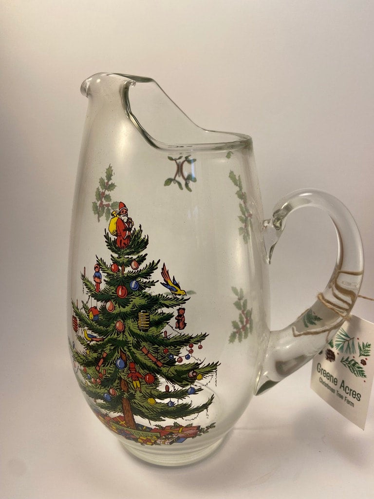 Clear Vintage Egg Nog Pitcher | Greene Acres Christmas Tree Farm