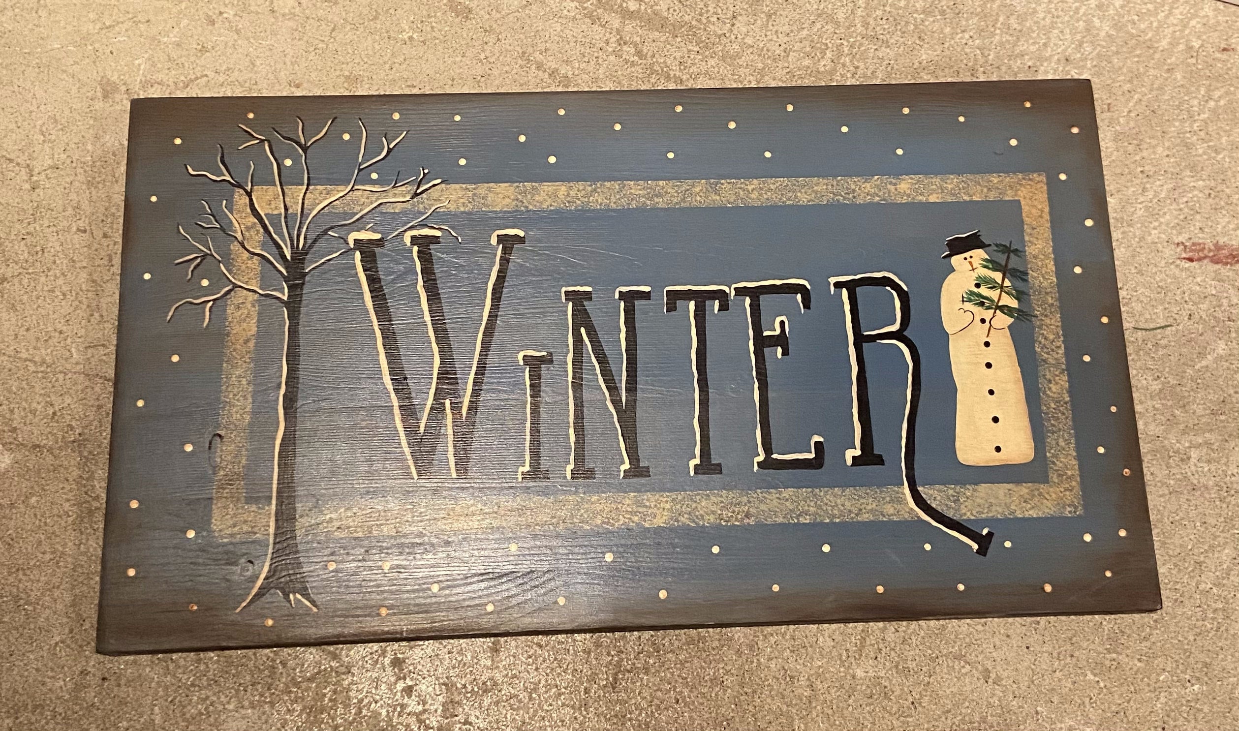 Blue Winter Wooden Sign | Greene Acres Christmas Tree Farm